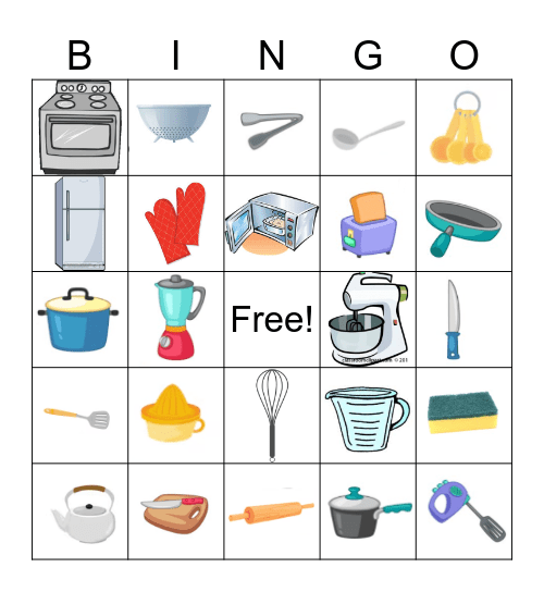 Kitchen Bingo Card