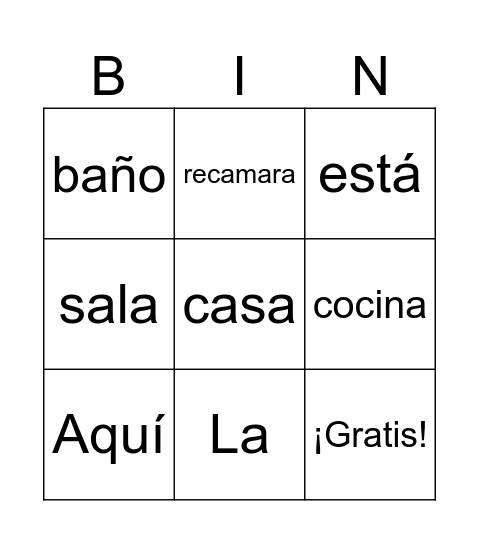 La casa Bingo Card