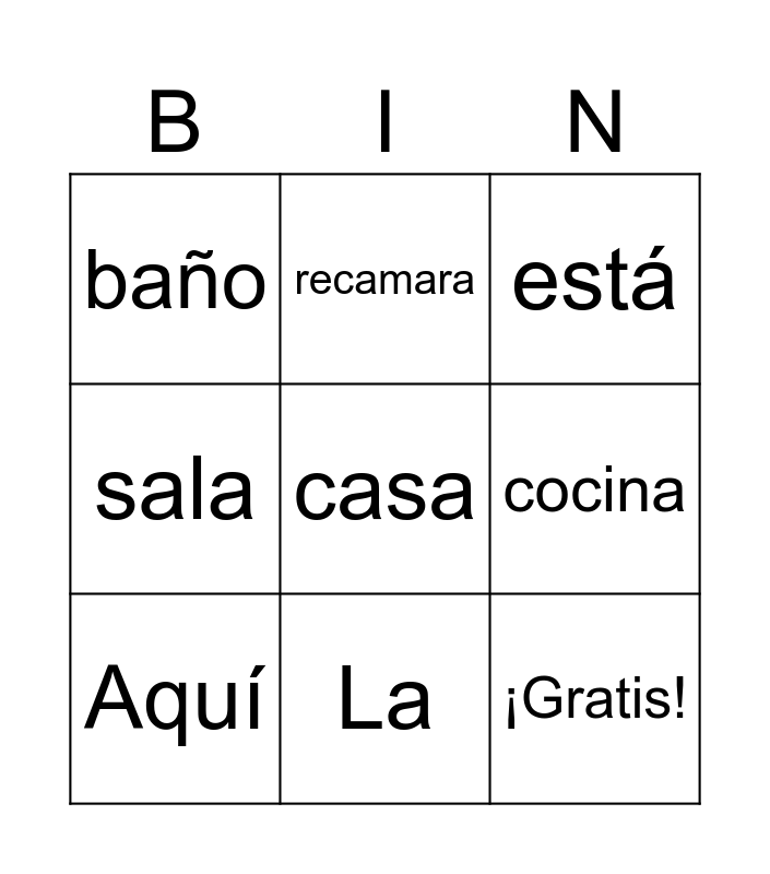 La casa Bingo Card