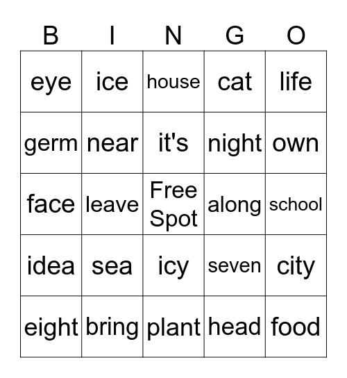 3rd Grade Sight Word Bingo Card