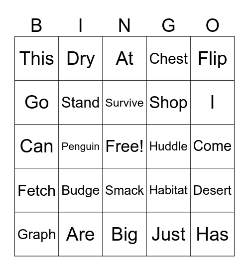 Unit 1 Spelling Bingo Card