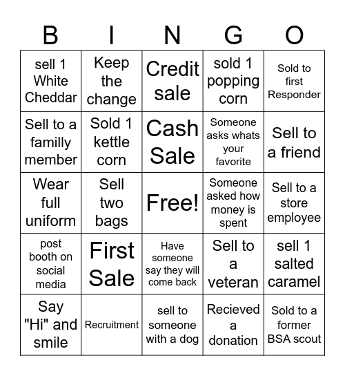 Pack 91 Booth Bingo Card