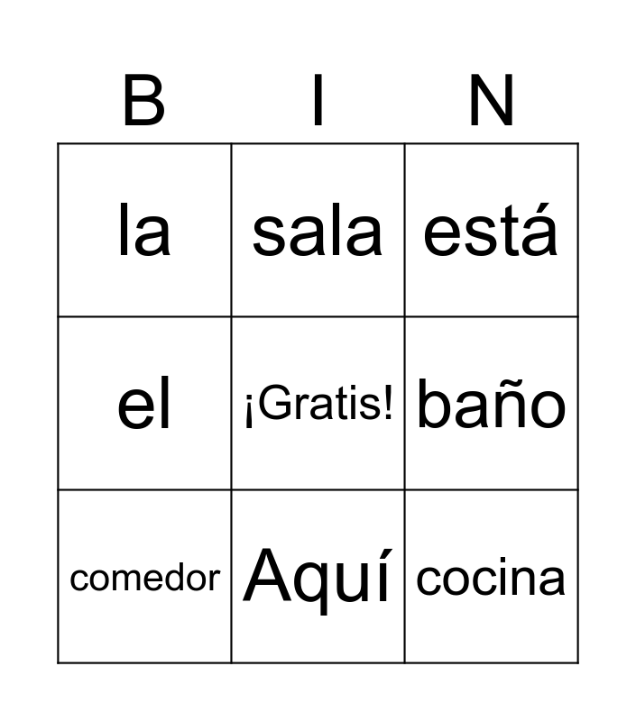 La casa Bingo Card
