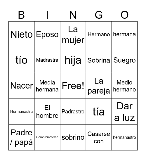 Familia y Comunidad Bingo Card
