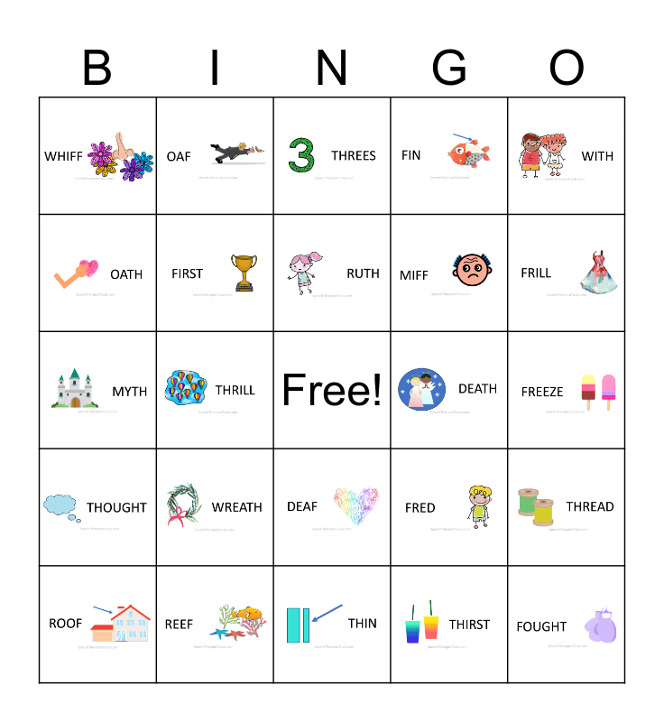 Minimal Pair Bingo Card