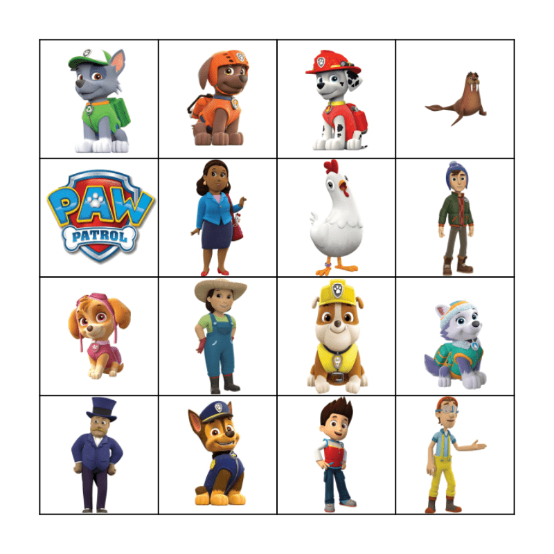 Paw Patrol Bingo Card