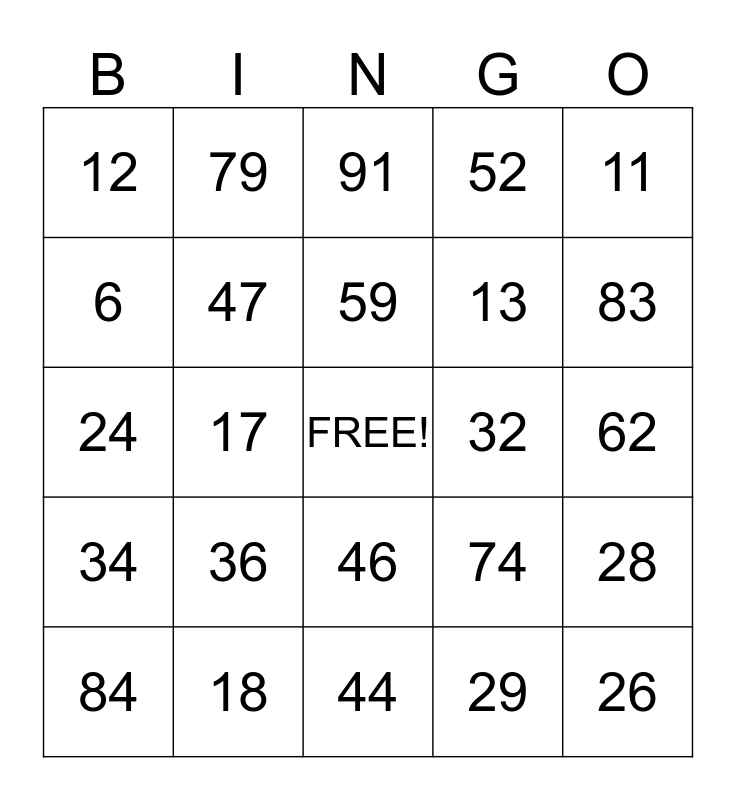 100 number bonds Bingo Card