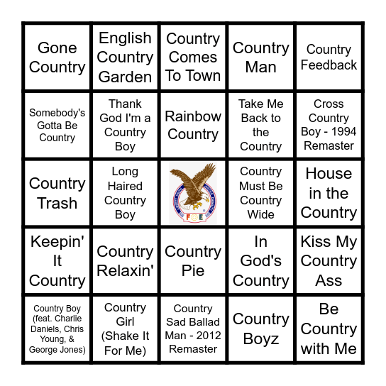 COUNTRY Bingo Card
