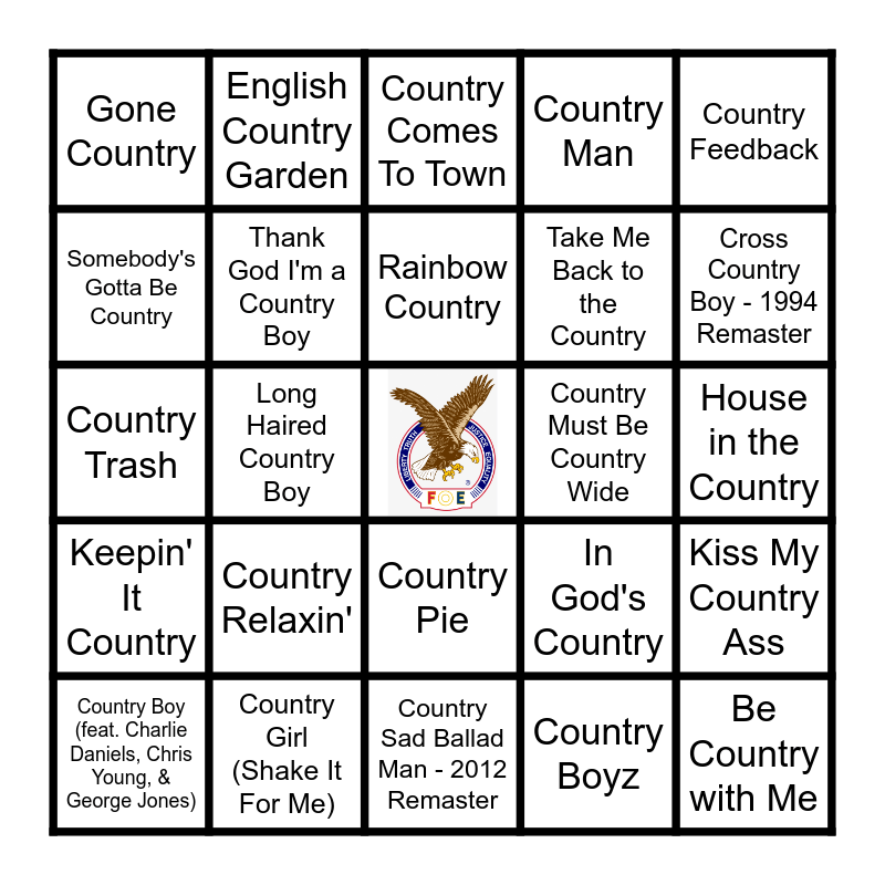 COUNTRY Bingo Card