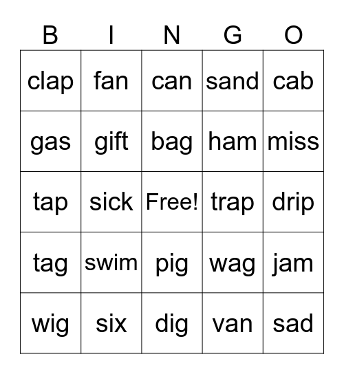 CVC Bingo Card
