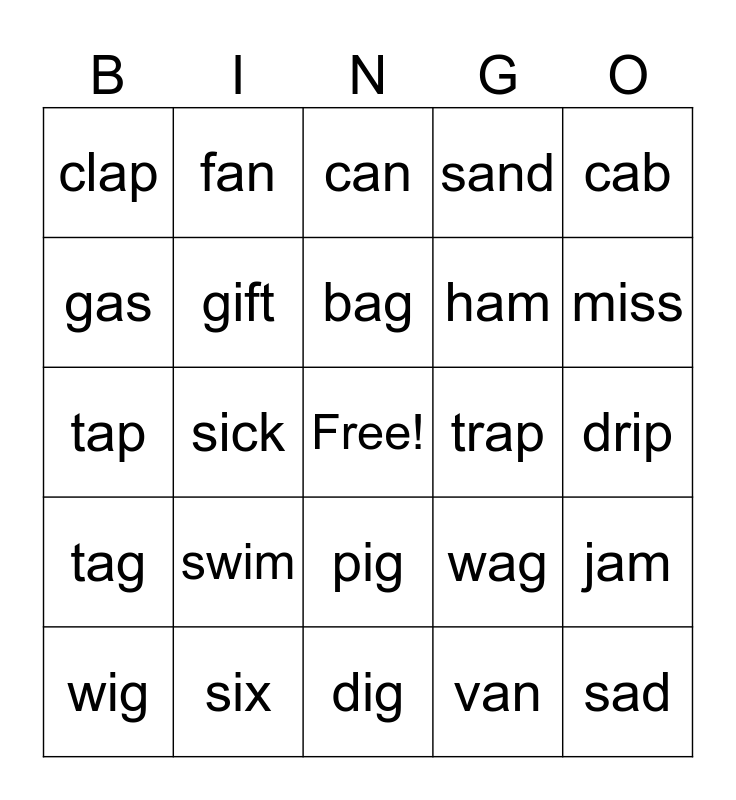 CVC Bingo Card