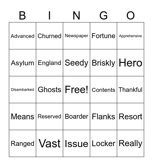 Reading Bingo Card