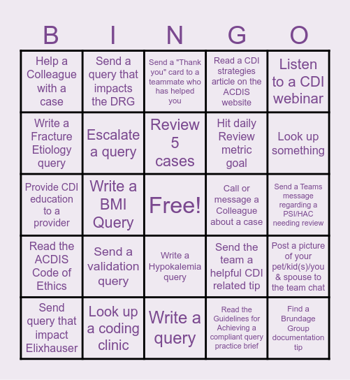 CDI Week 2025 Bingo Card