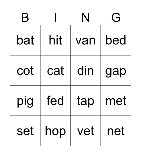 Sounds write unit 3 and 4 Bingo Card