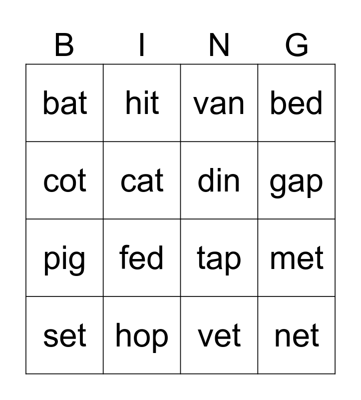 Sounds write unit 3 and 4 Bingo Card
