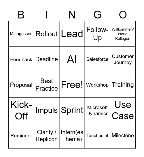 Project Exchange Bingo Card