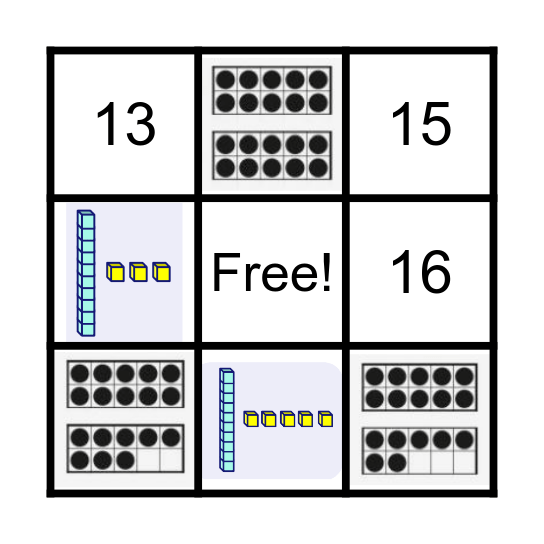 Teen Numbers BINGO Card