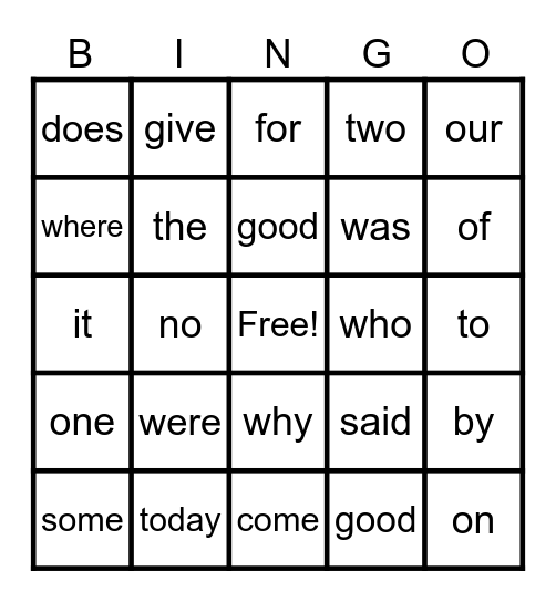 Red Words Bingo Card