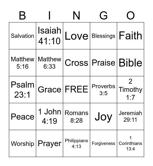 Bible Bingo! Bingo Card