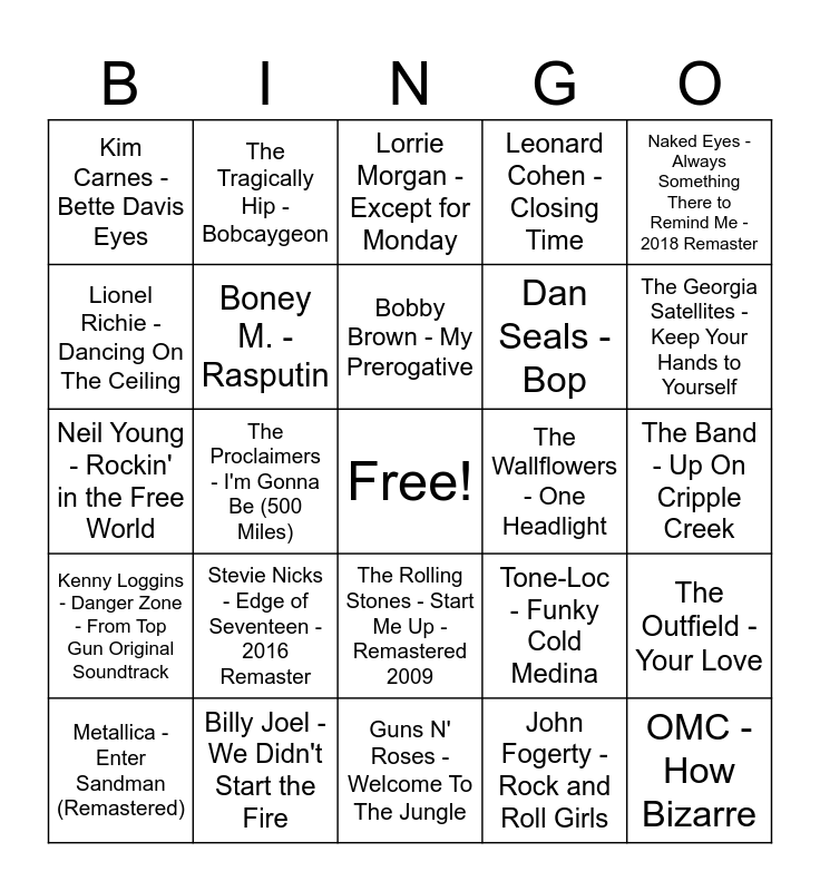Legion Bingo Card