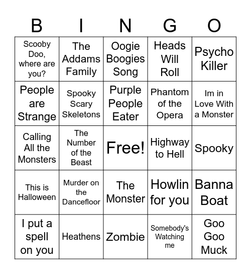 Halloween Bingo Card
