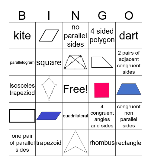 Quadrilateral Bingo Card