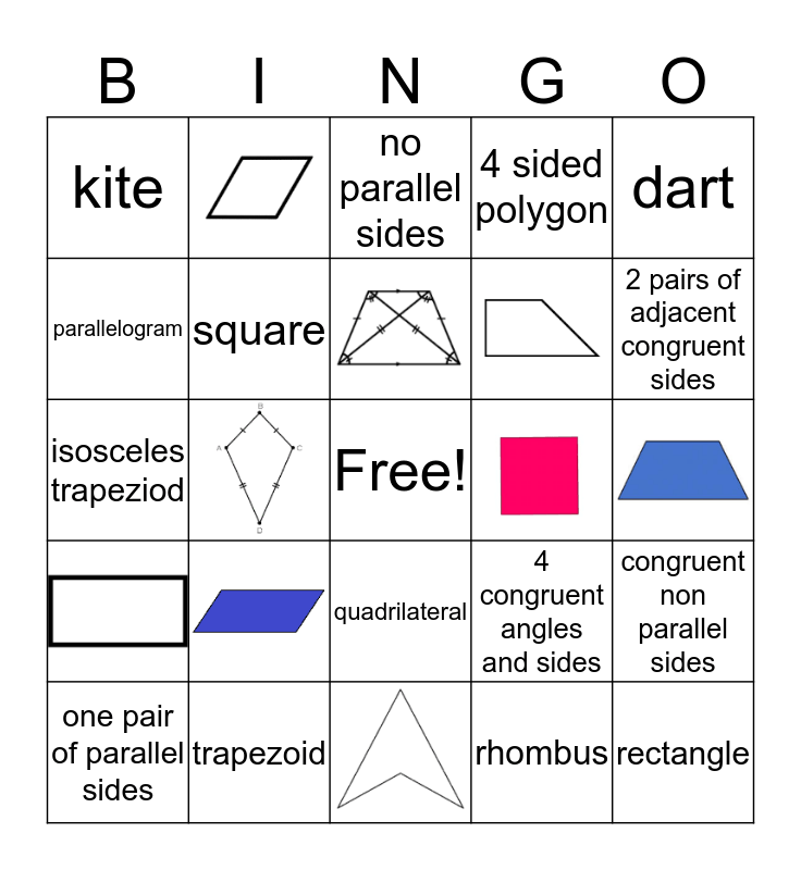 Quadrilateral Bingo Card