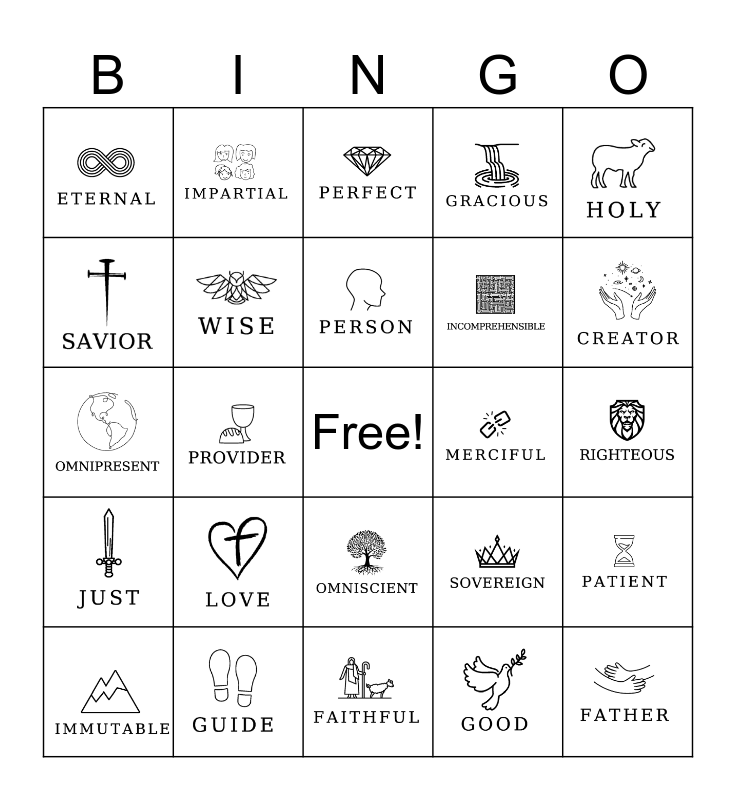 Attributes of God Bingo Card
