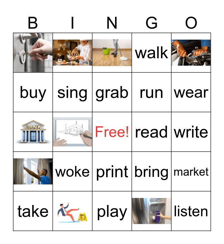 Past and Past Continuous Tense Bingo Card