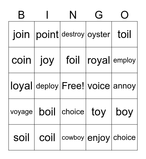Lesson #95 : oy, oi Bingo Card