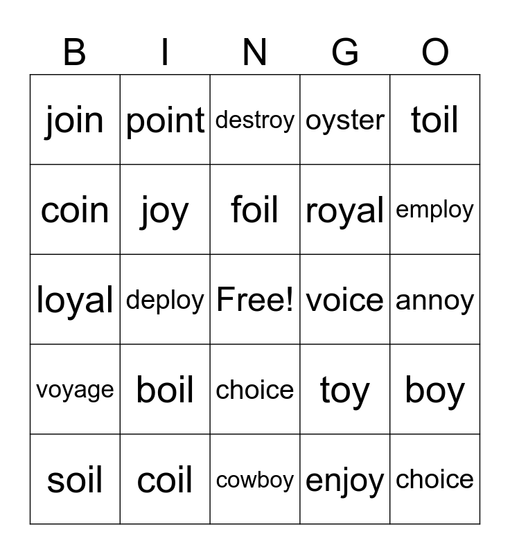 Lesson #95 : oy, oi Bingo Card