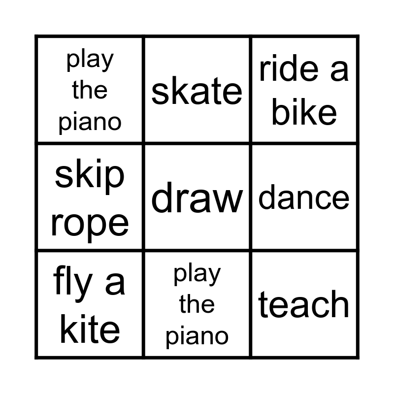 8 Bingo Card