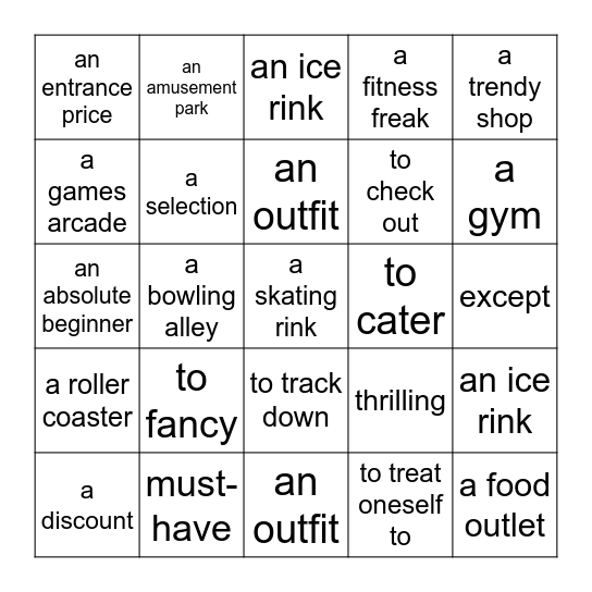 Hot Spots Bingo Card