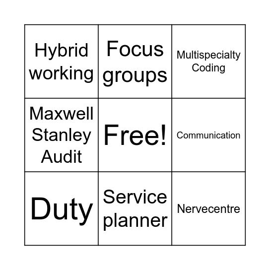 Management Bingo Card