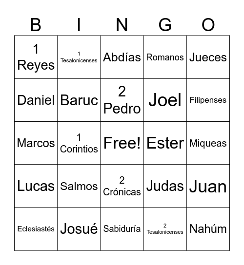 LIBROS BIBLICOS Bingo Card