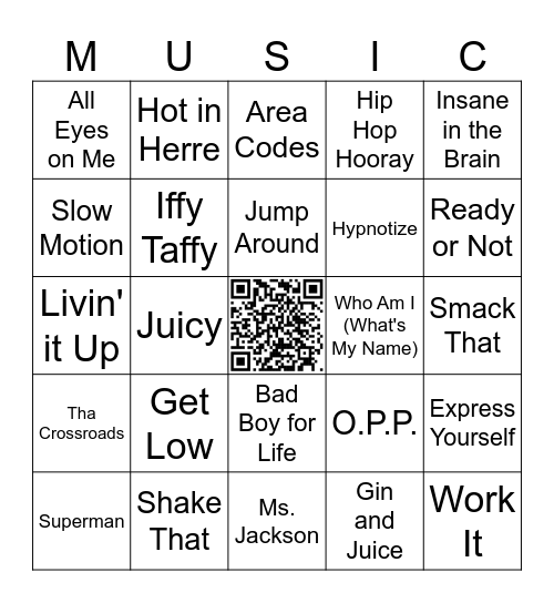 HIP HOP BINGO Card