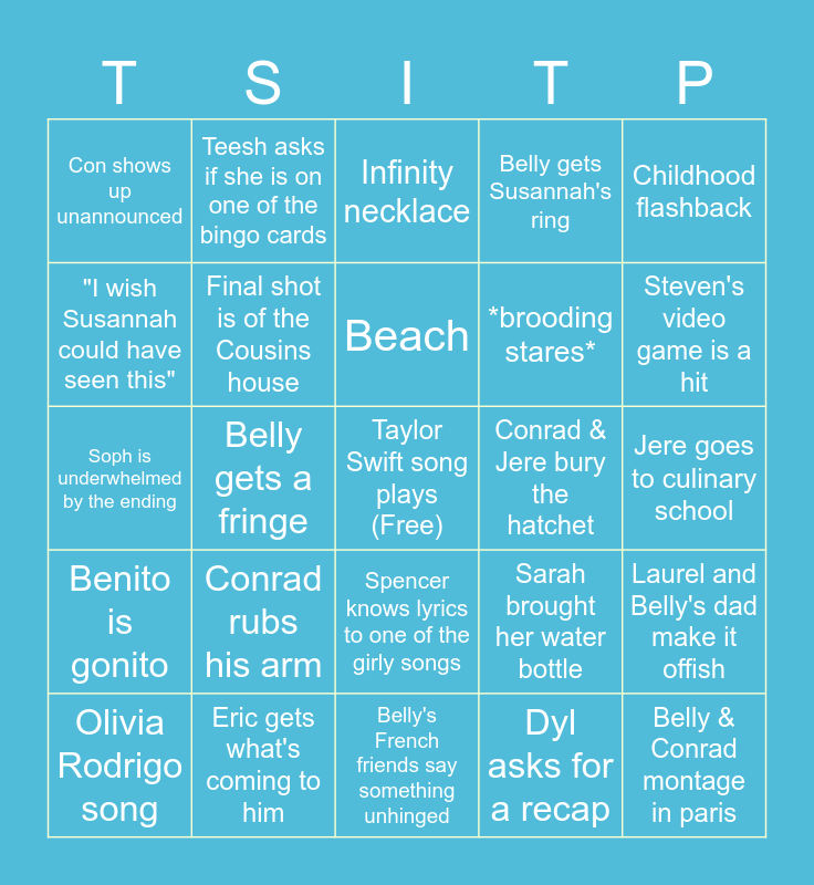 G Rd TSITP Finale Watch Party Bingo Card