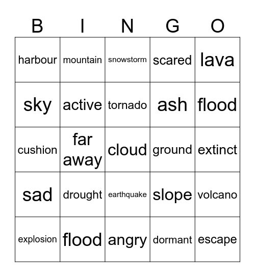 Natural Disasters Bingo Card