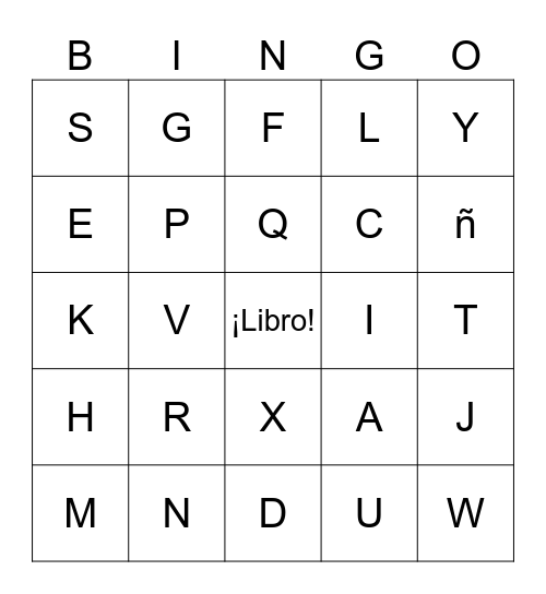 El Alfabeto Bingo Card