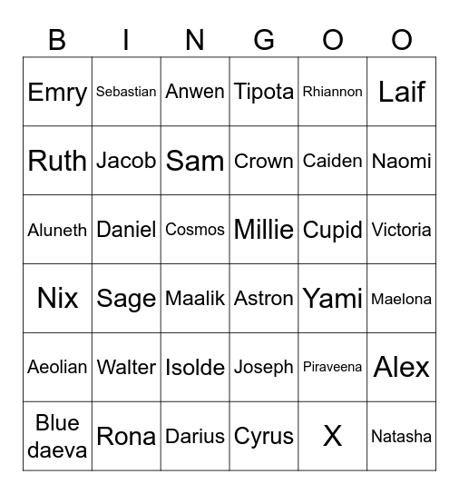 Big guess who Bingo Card