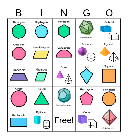 Geometric Shapes Bingo Card