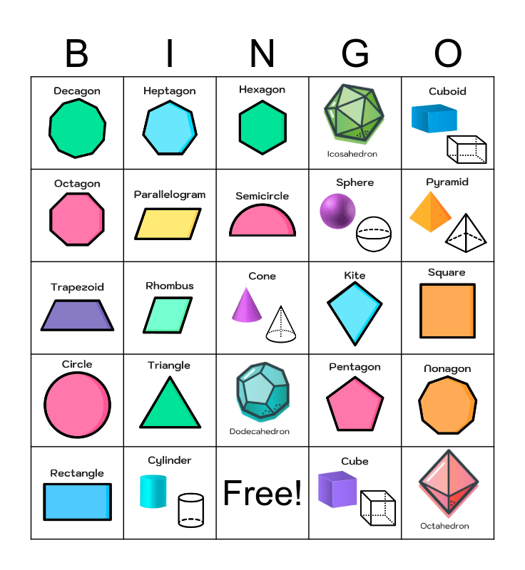 Geometric Shapes Bingo Card