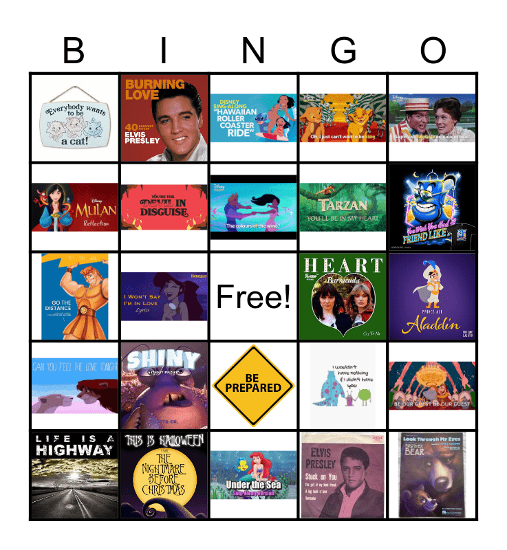 Disney Music Bingo Card