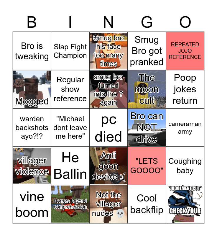 The Adventures Of SMUG BRO Bingo Card