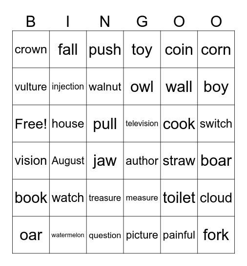 upper bingo Card