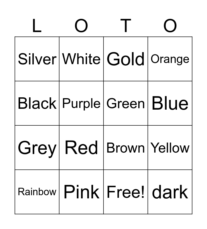 LES COULEURS LV Bingo Card