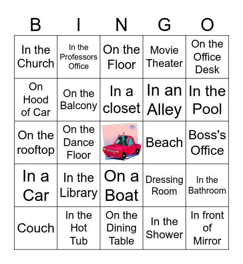 Anywhere but the Bedroom Bingo Card