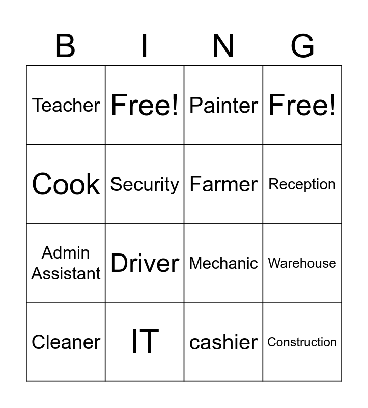 Job hunt Bingo Card