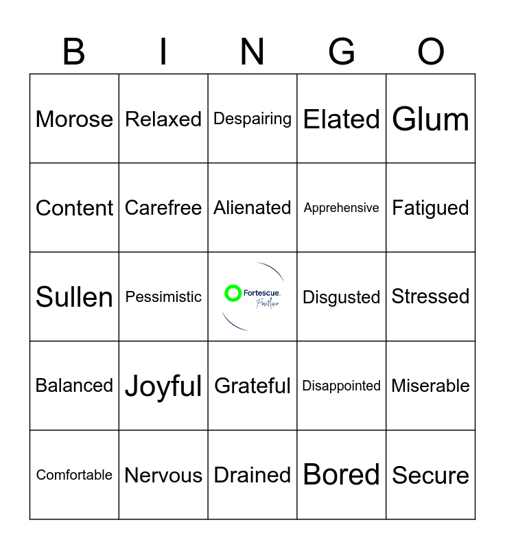 Emotion Bingo Card