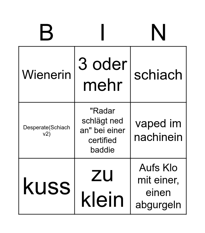 Consti's Rizz Adventure Bingo Card